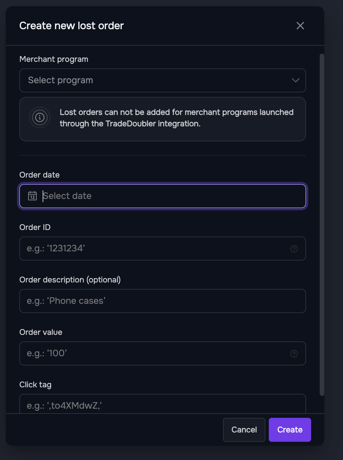 How to create lost orders?